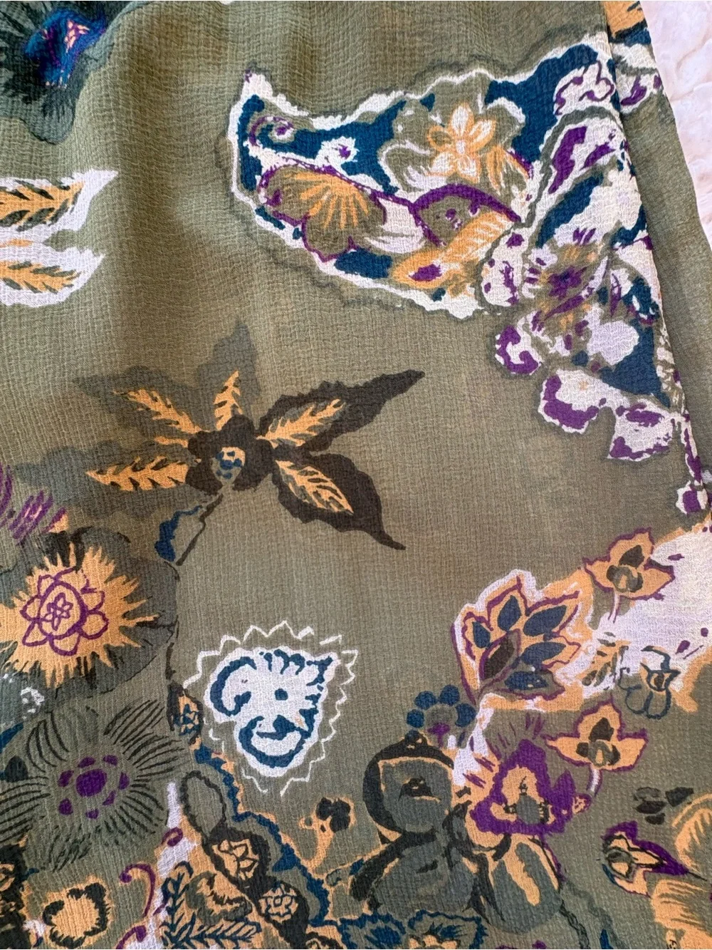 Free People | Dresses | Free People Xs Olive Green Boho Floral ...